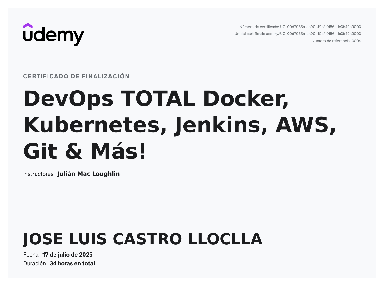 Jose Luis Castro Lloclla, Fullstack Developer | Talently