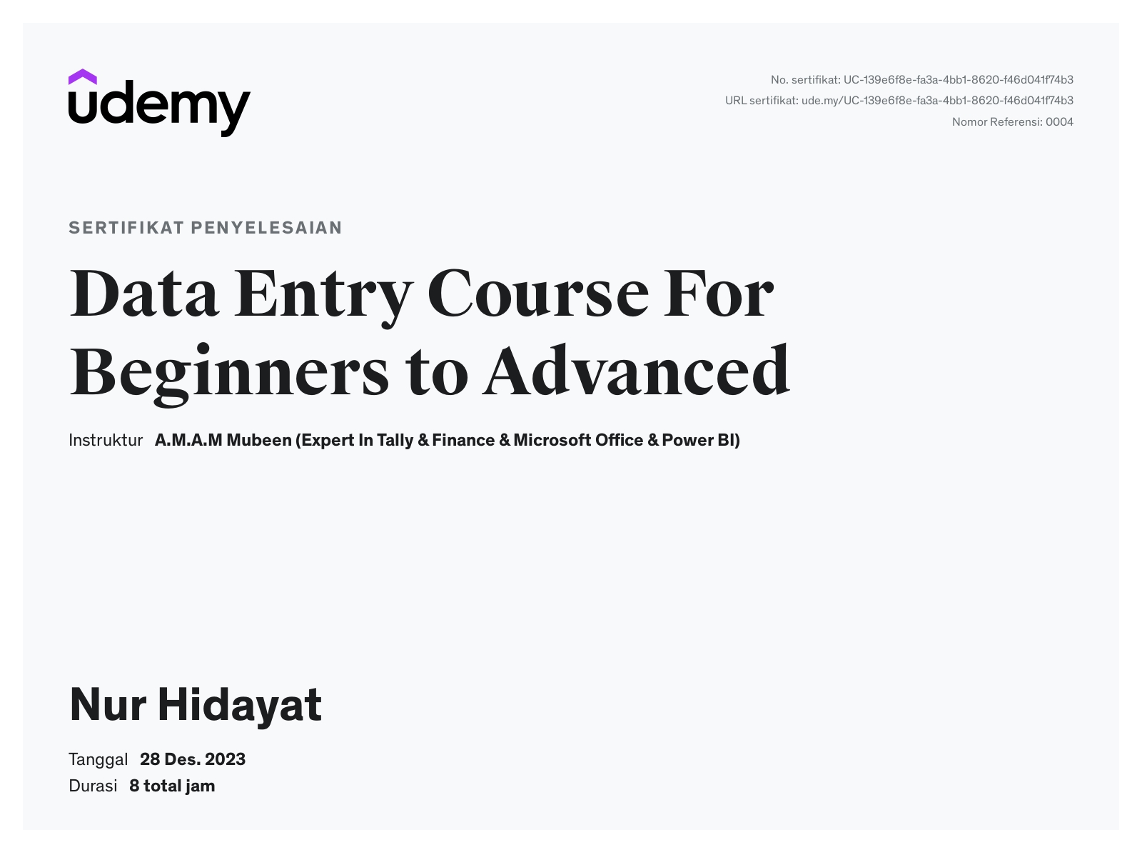 Nur Hidayat - Data Entry & Collection Support | LinkedIn