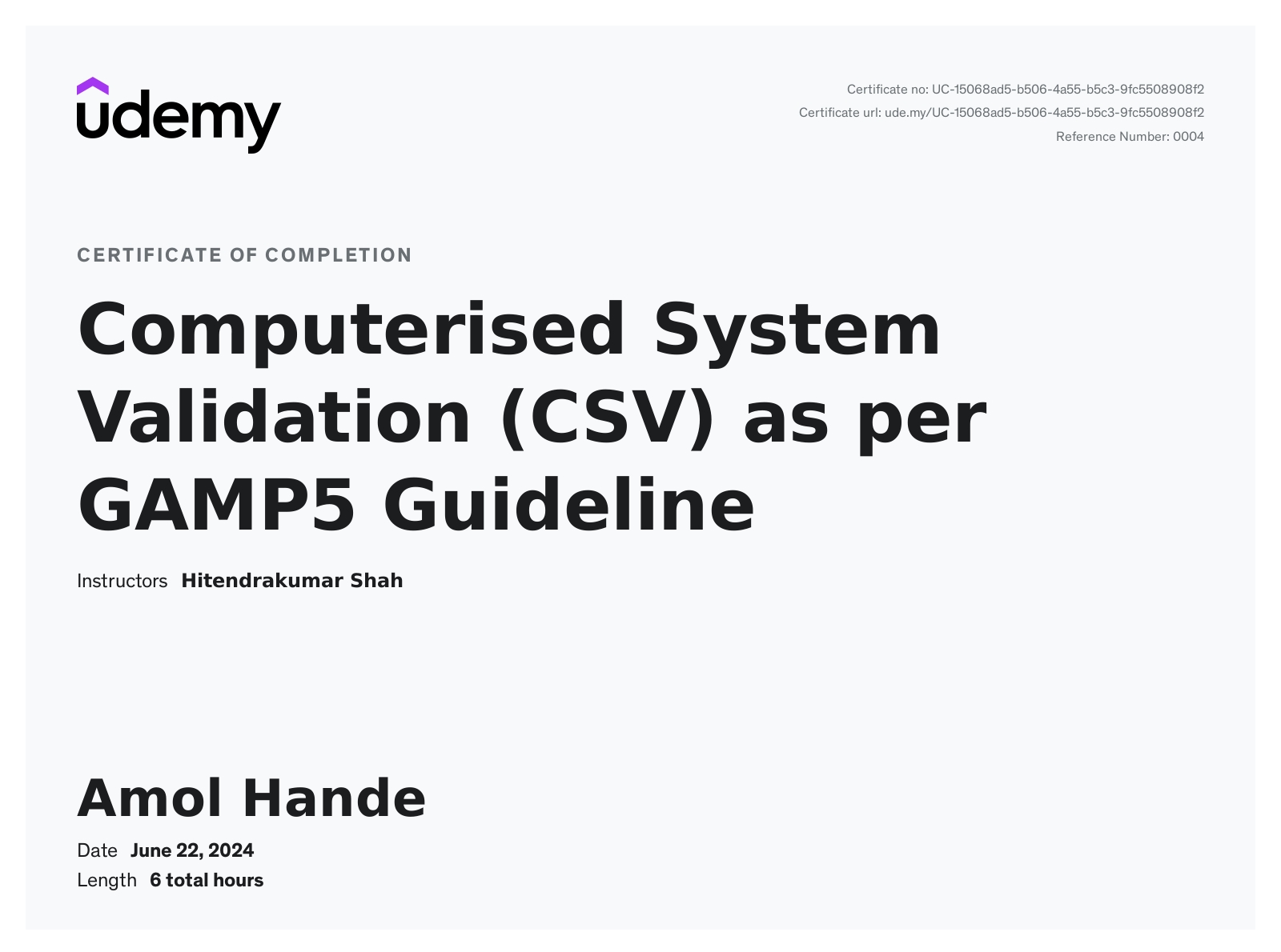 Amol Popatrao Hande - CSV > CSA | GAMP® | GxP AI/ML Validation | LinkedIn