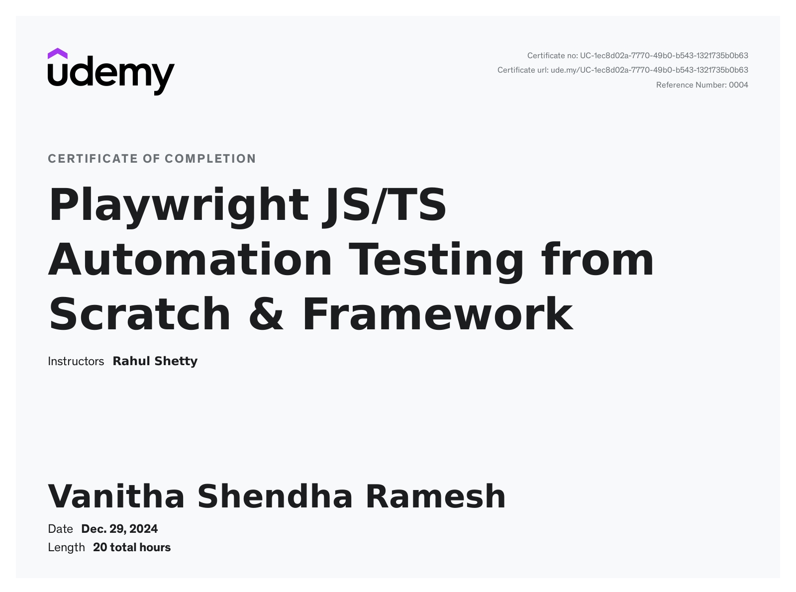Vanitha Shendha Ramesh - LTIMindtree | Java | Python | Selenium | Playwright | JS | SQL | Rest ...