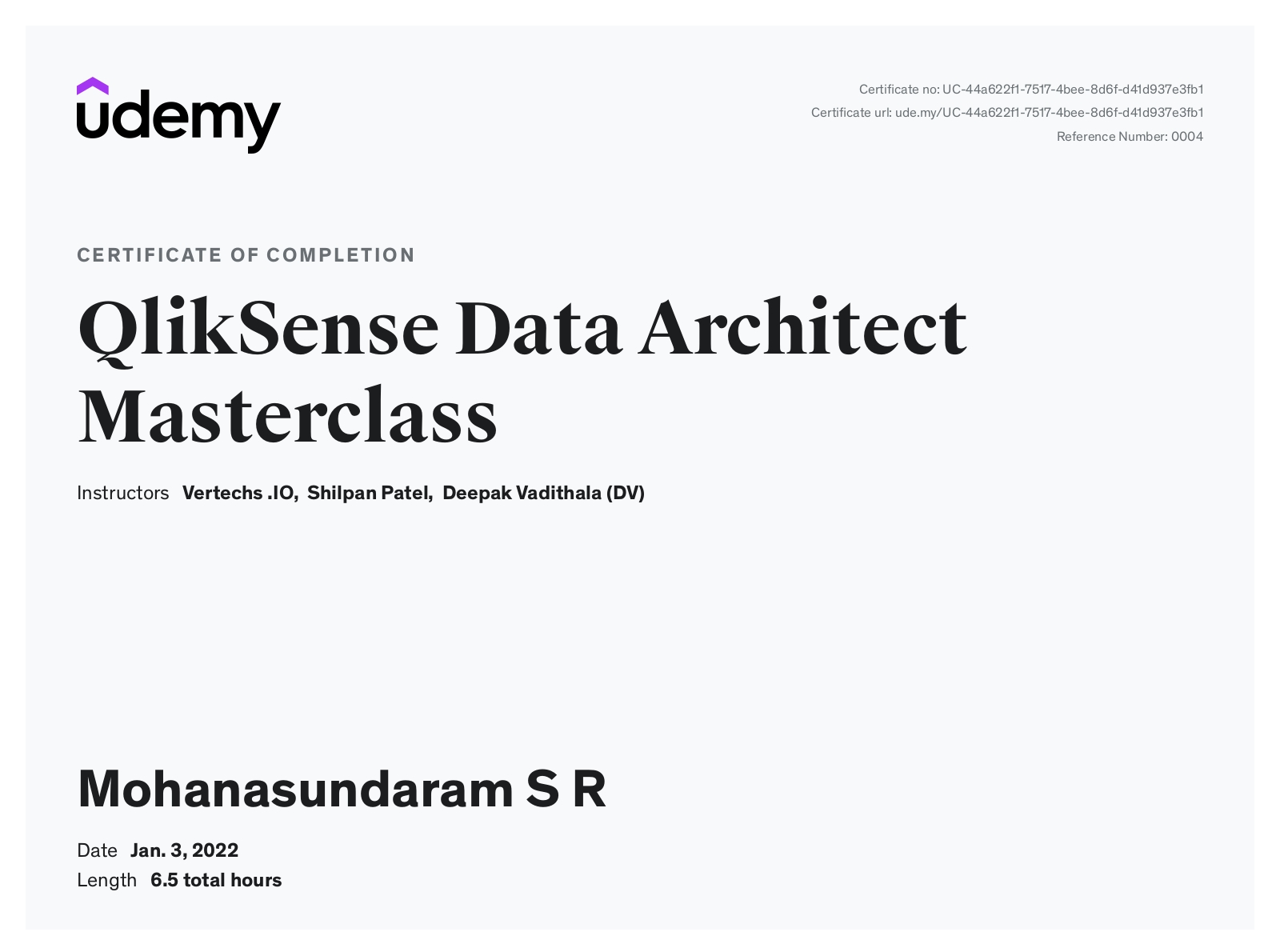 Mohanasundaram S R - Qlik Certified Data Architect | Specialist - Data ...
