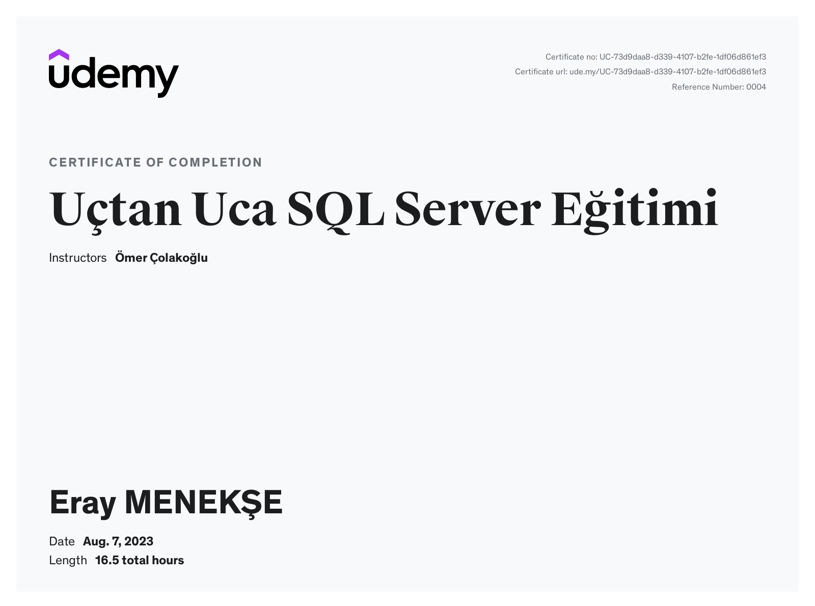 Eray MENEKŞE - Software Development Specialist - Project Manager | Web | Desktop | Mobile | .Net ...