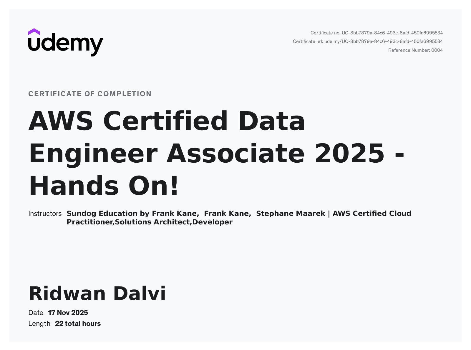 Ridwan Dalvi, Physics - Data Architect | AWS & Databricks Certified ...