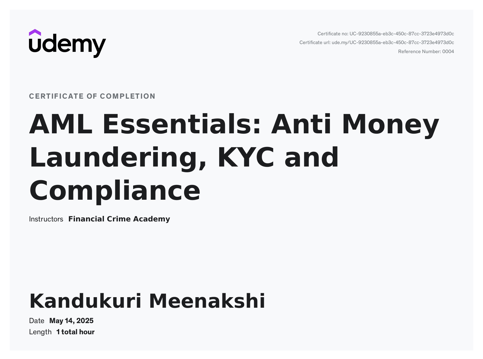 Meenakshi Kandukuri - Expertise in KYC, CDD, EDD, AML Regulations (BFS ...