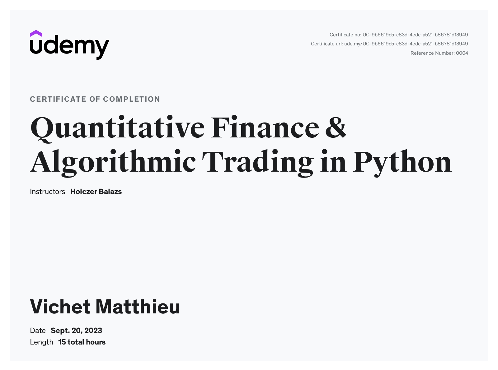 Matthieu Vichet - Hedge Fund Quantitative Trader & Researcher | Master ...