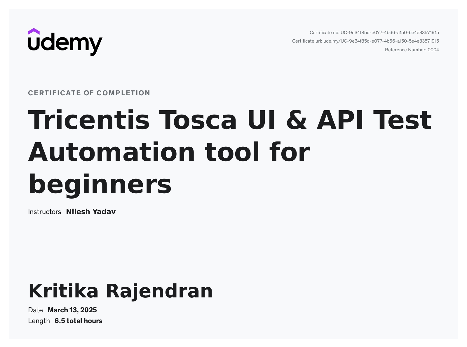 Kritika Rajendran - QA Engineer | Manual & Automation Testing (Selenium ...