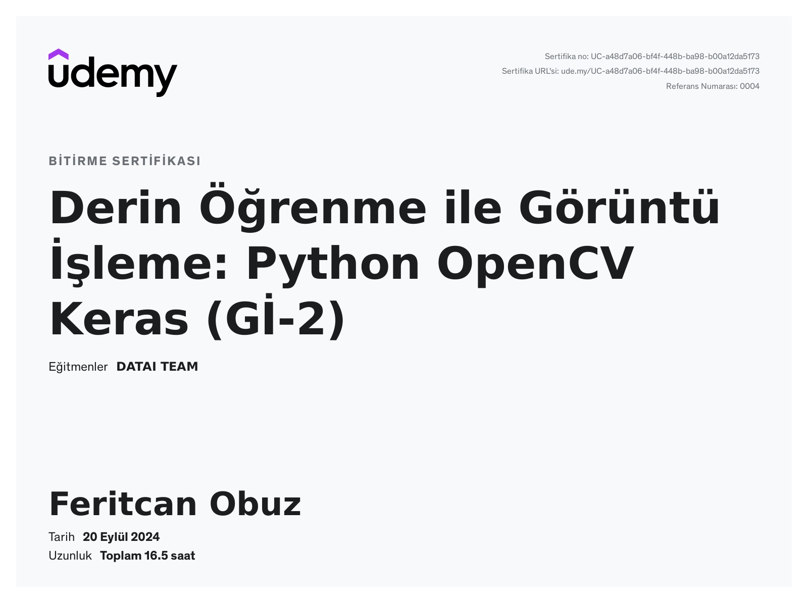 Feritcan Obuz - Artificial Intelligence | Machine Learning | Deep Learning | Computer Vision ...