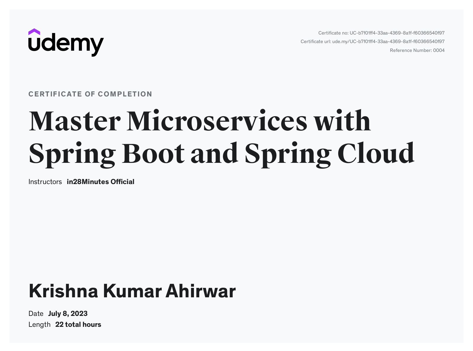 Krishna Kumar on LinkedIn: Udemy Course Completion Certificate Krishna Kumar on LinkedIn: Udemy Course Completion Certificate