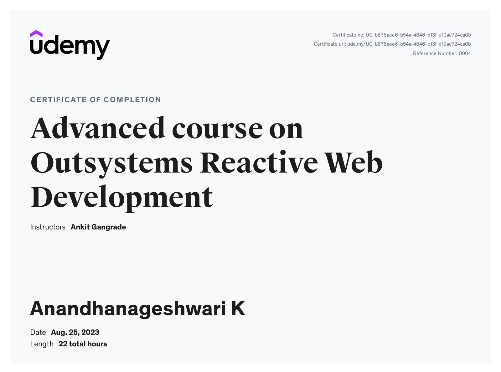 Anandhanageshwari K - OutSystems Developer | 2+ Years Experience | Certified Reactive O11 , ODC ...