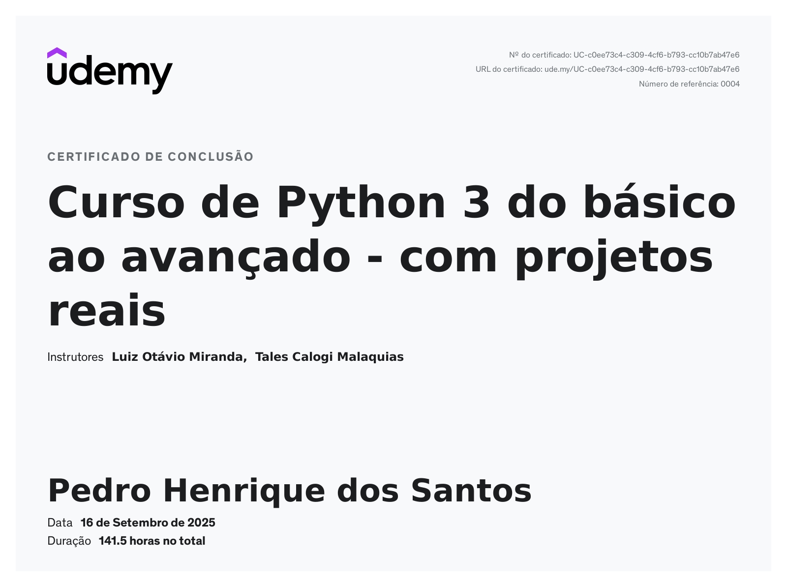Pedro Henrique dos Santos - Trainee Back-end Developer | Python & Node.js | JavaScript | LinkedIn