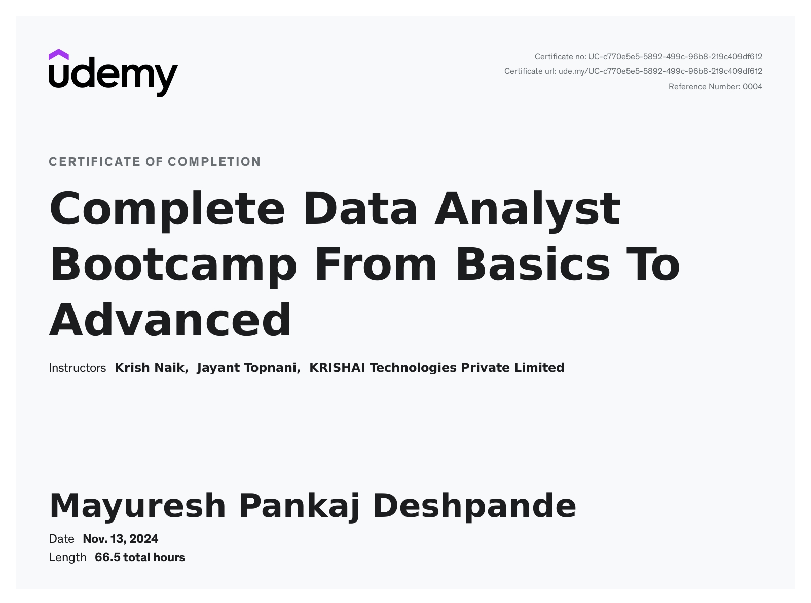 Mayuresh Deshpande - BCA (Hons) Student | Aspiring Data Analyst ...